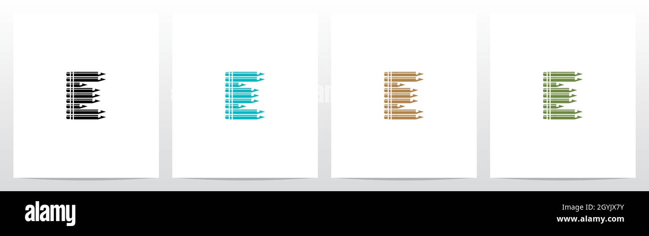 Pencil Stacked Forming Letter Logo Design E Stock Vector Image & Art ...