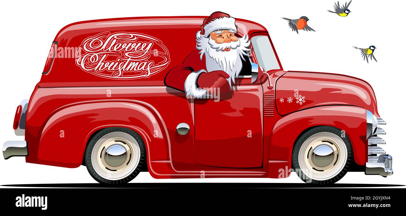 Cartoon retro Christmas delivery van. Available eps-10 vector format ...