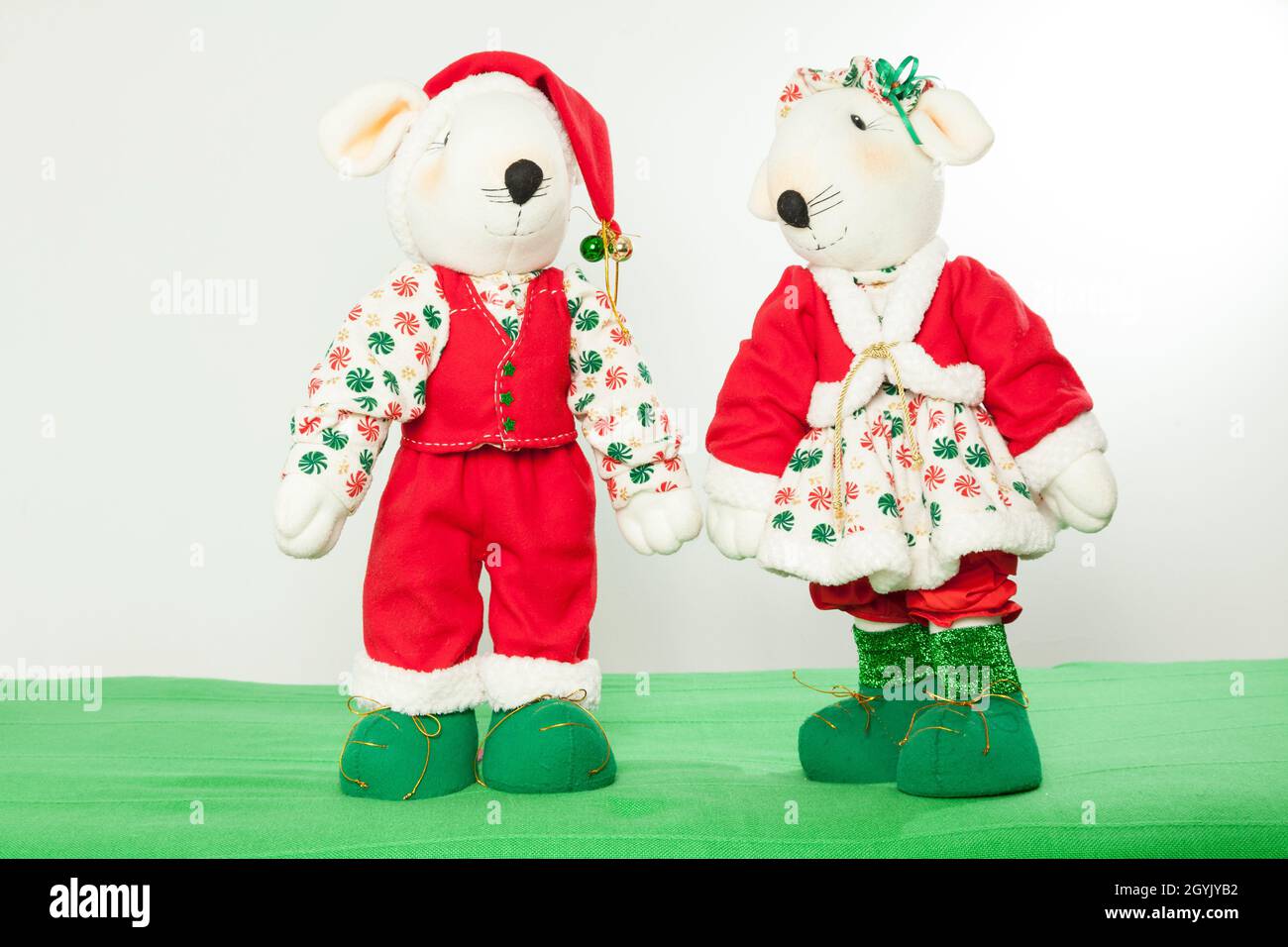 Christmas Decoration - Christmas Mice Of Plush Figure Stock Photo - Alamy
