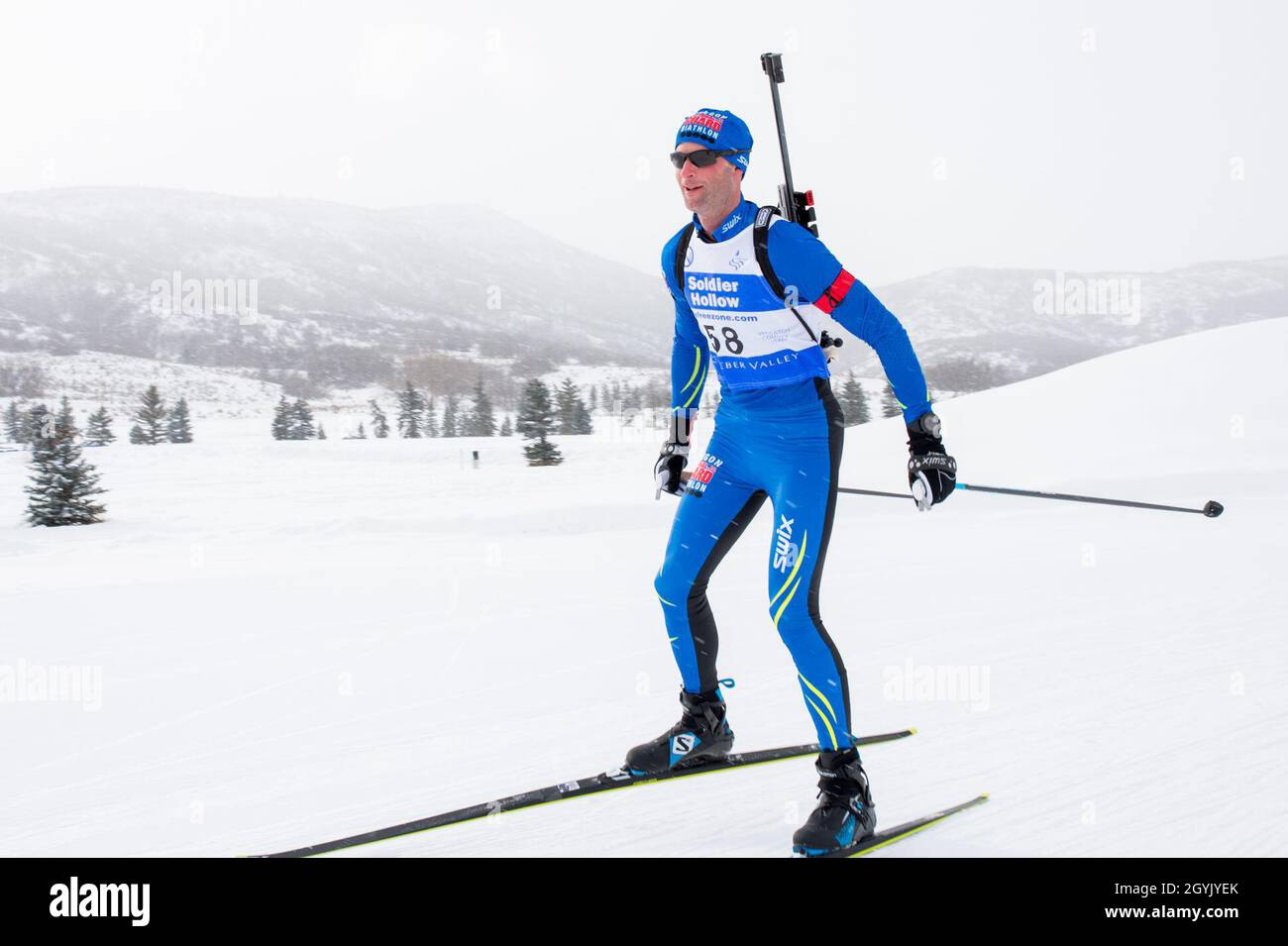 Cpt. Jared Hoffer, with the Oregon National Guard Biathlon Team, makes ...