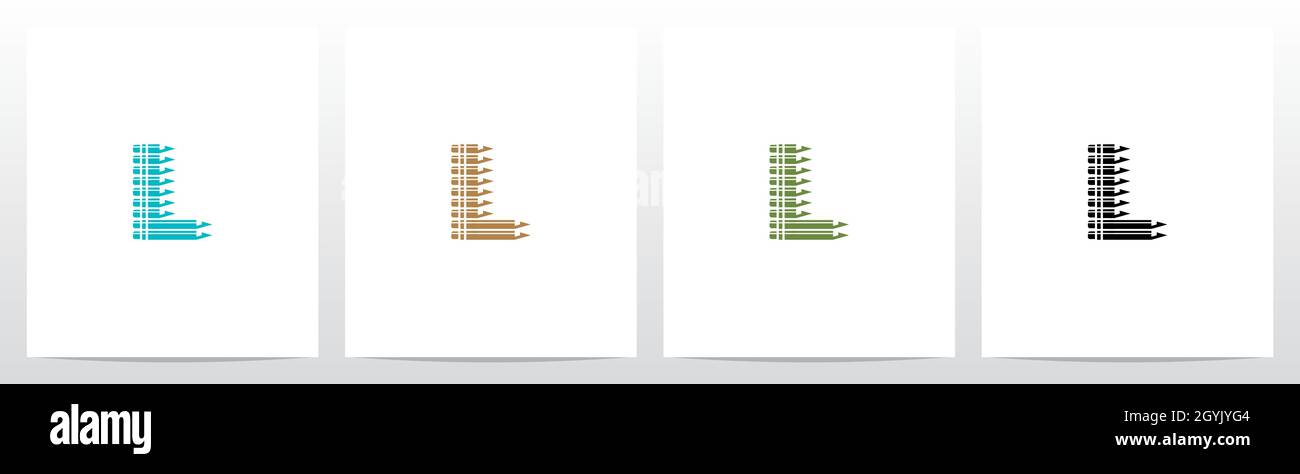 Pencil Stacked Forming Letter Logo Design L Stock Vector Image & Art ...