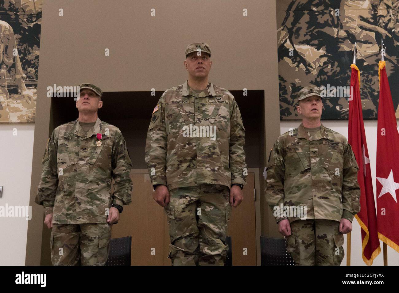 Col. Elmer Holt (left), outgoing commander of the 45th Field Artillery ...