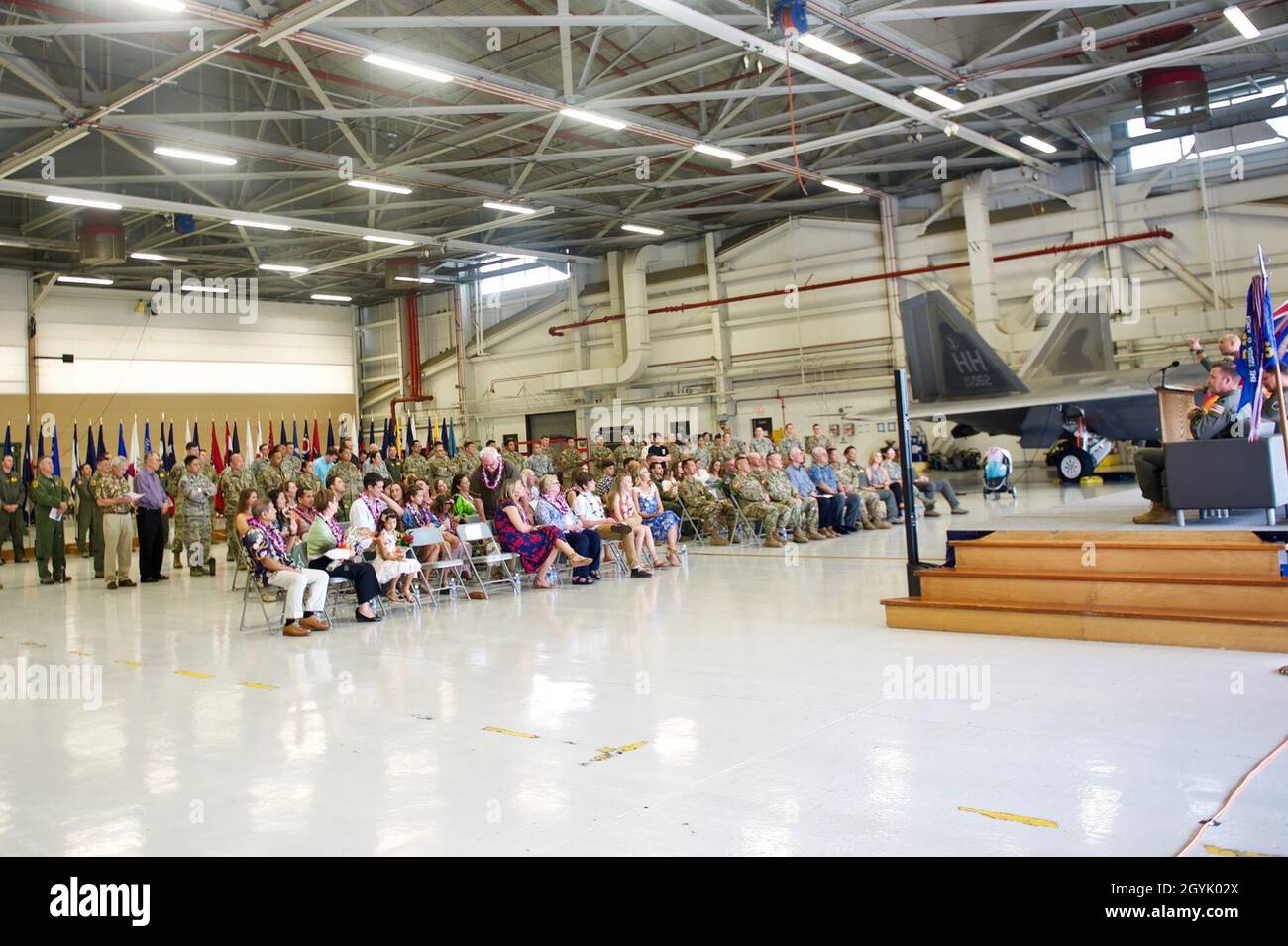 Family, guests, friends and Airmen observe the 199th Fighter Squadron ...