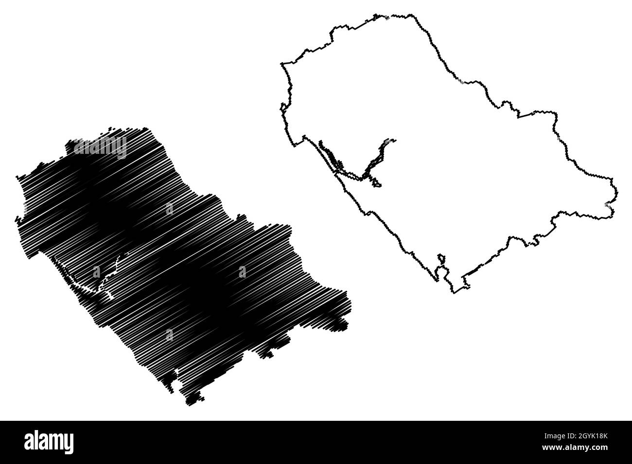 Kannur district (Kerala State, Republic of India) map vector ...
