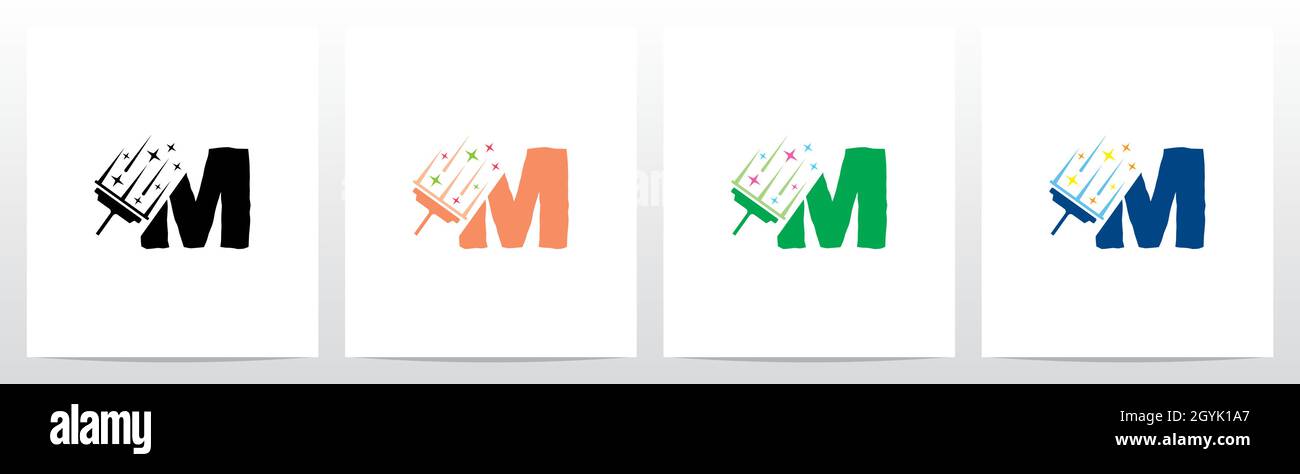 Glass Scraper Cleaning Letter Logo Design M Stock Vector Image & Art ...