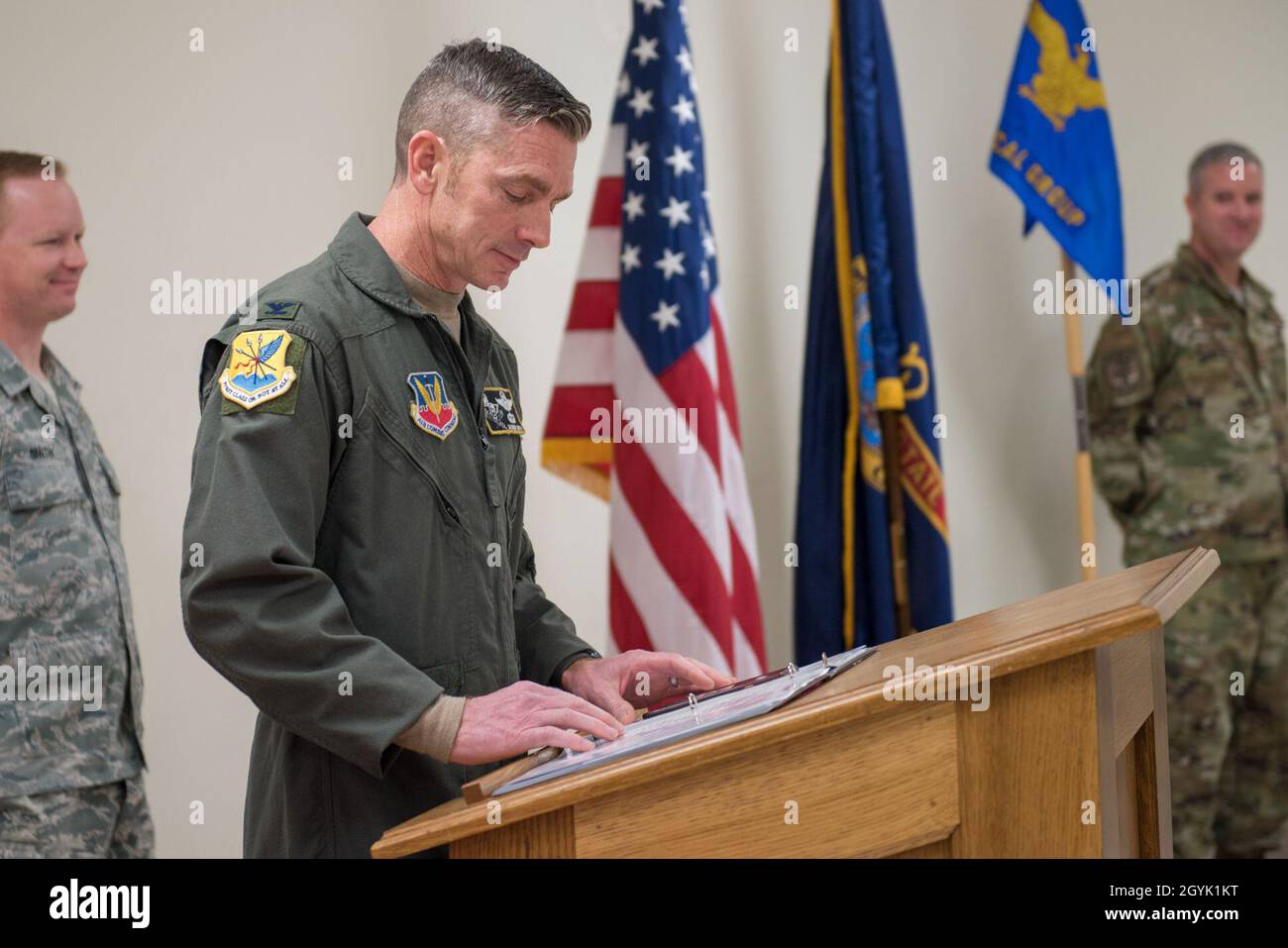 Col. Shannon Smith, commander, 124th Fighter Wing, presides over a ...