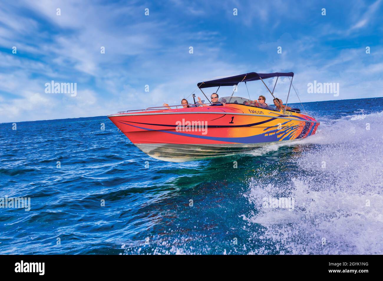 Speed boat trip back from Île Aux Cerfs, or Deer Island, Mauritius ...