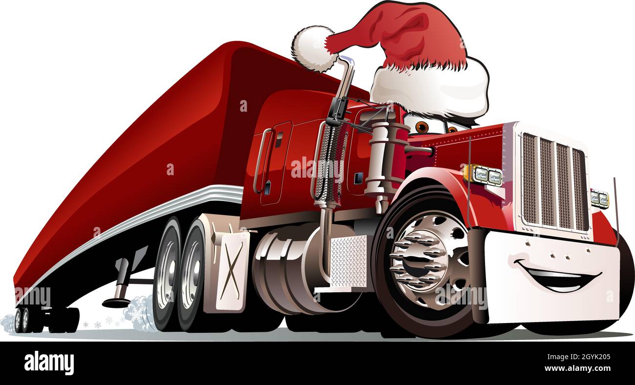 Cartoon Christmas truck isolated on white background. Available EPS-10 ...