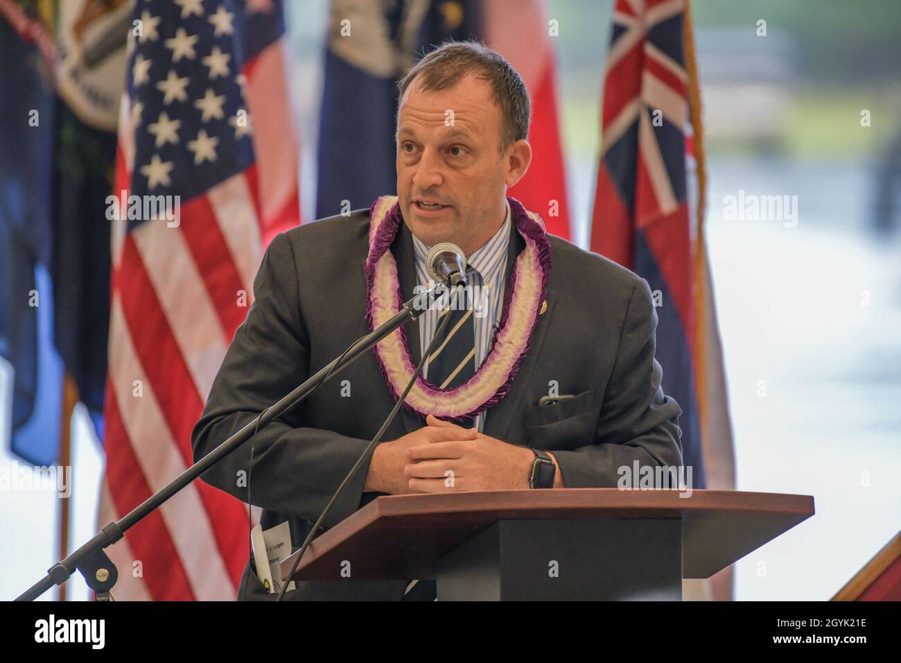 Hawaii State Lieutenant Governor Josh Green delivers remarks during the ...