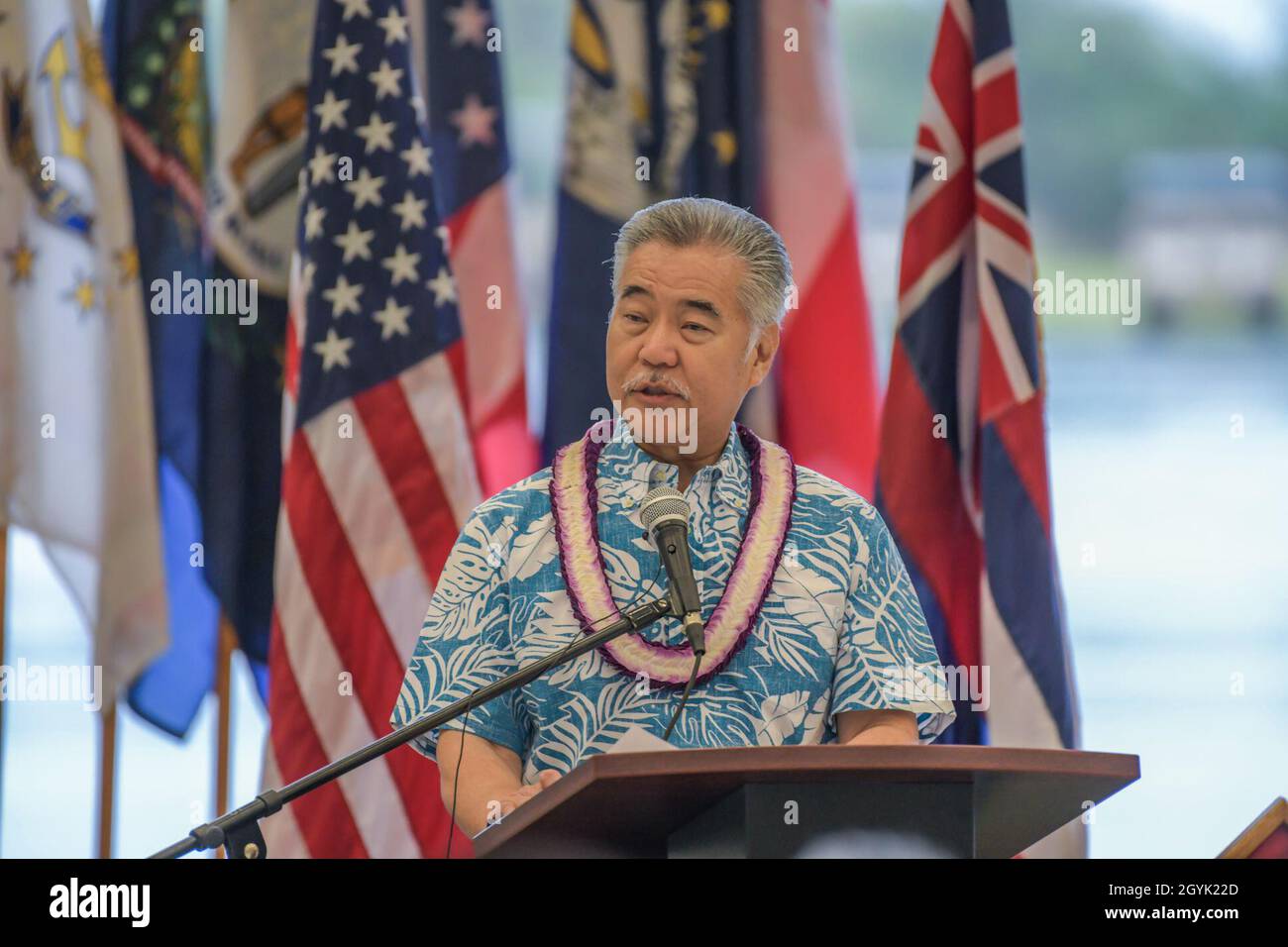 Hawaii State Governor, David Y. Ige, delivers remarks during the ...