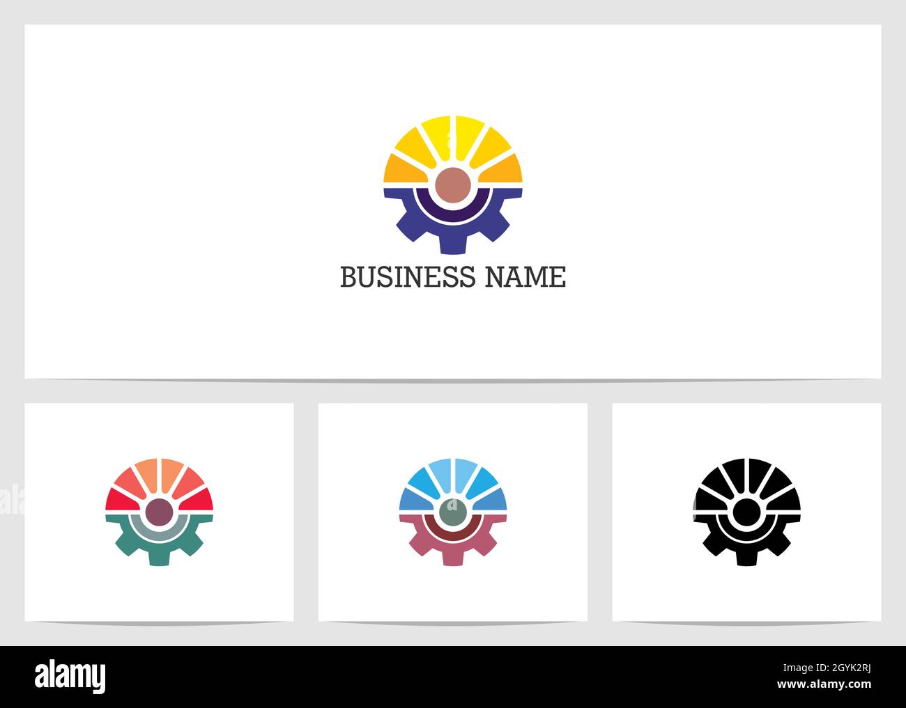 Sun And Gear Logo Design Stock Vector Image & Art - Alamy