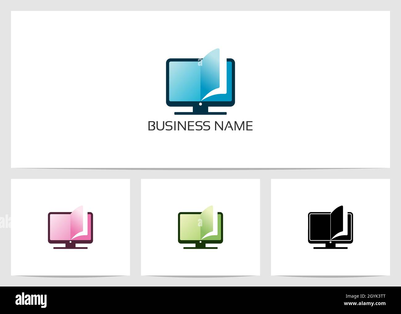 Monitor Flipping Page Logo Design Stock Vector Image & Art - Alamy