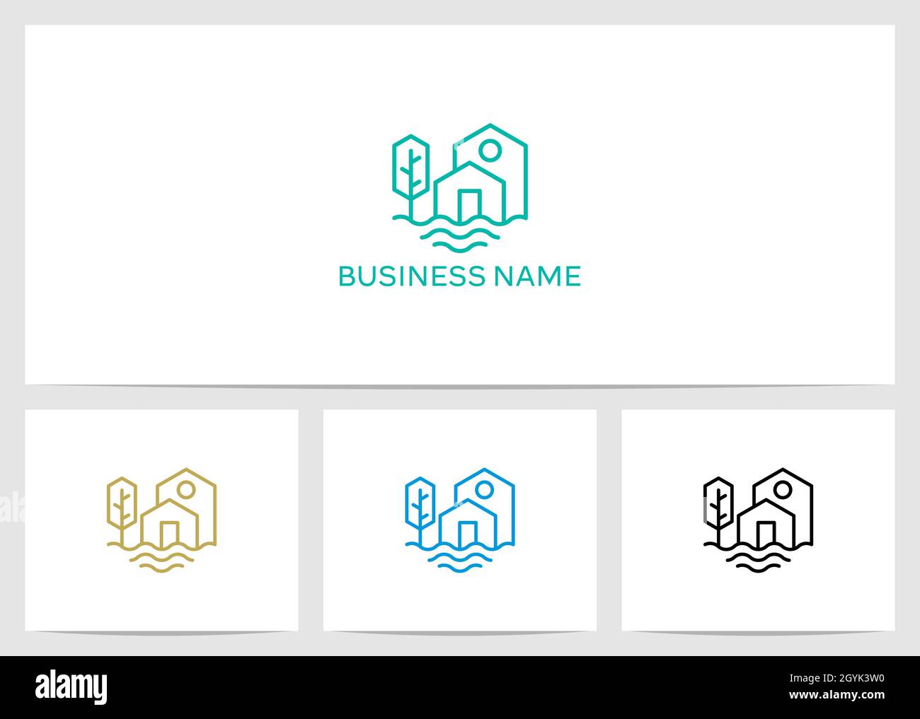 Waterfront Properties Outline Logo Design Stock Vector Image & Art - Alamy