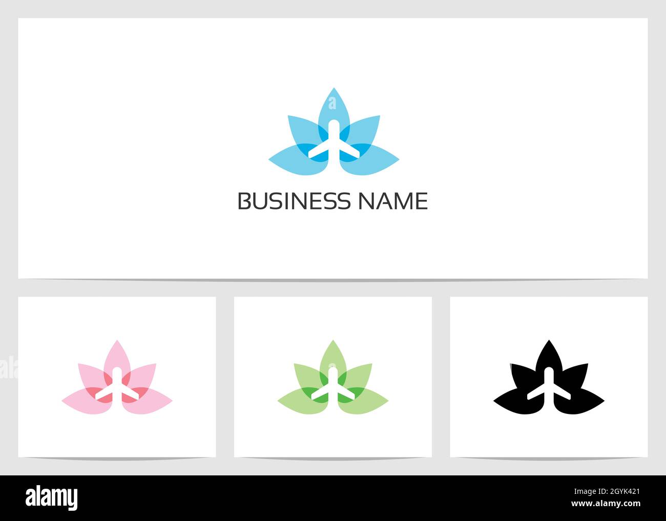 Airplane On Flower Petal Logo Design Stock Vector Image & Art - Alamy