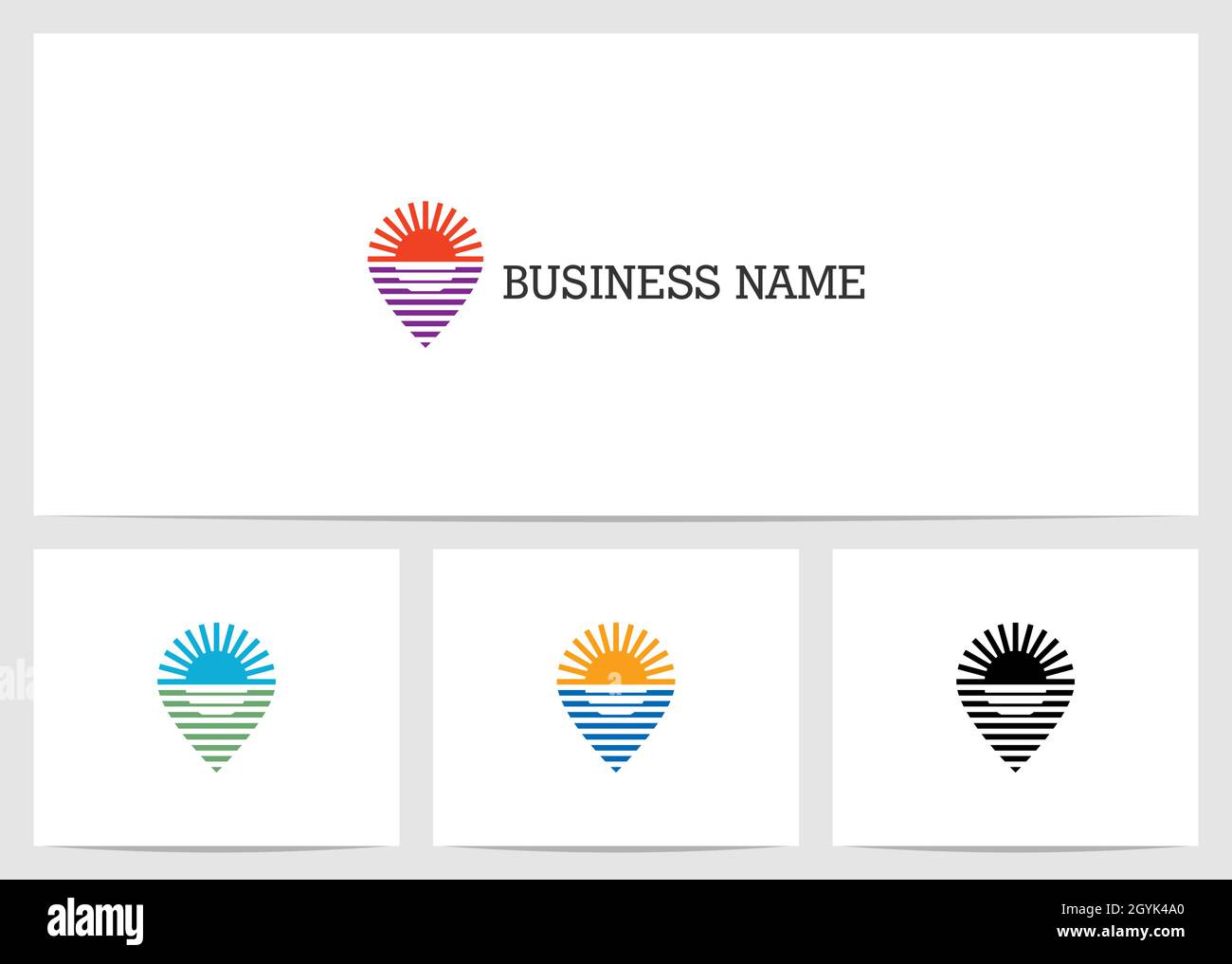 Location Pin With Sunset And Sea Inside Logo Design Stock Vector Image ...