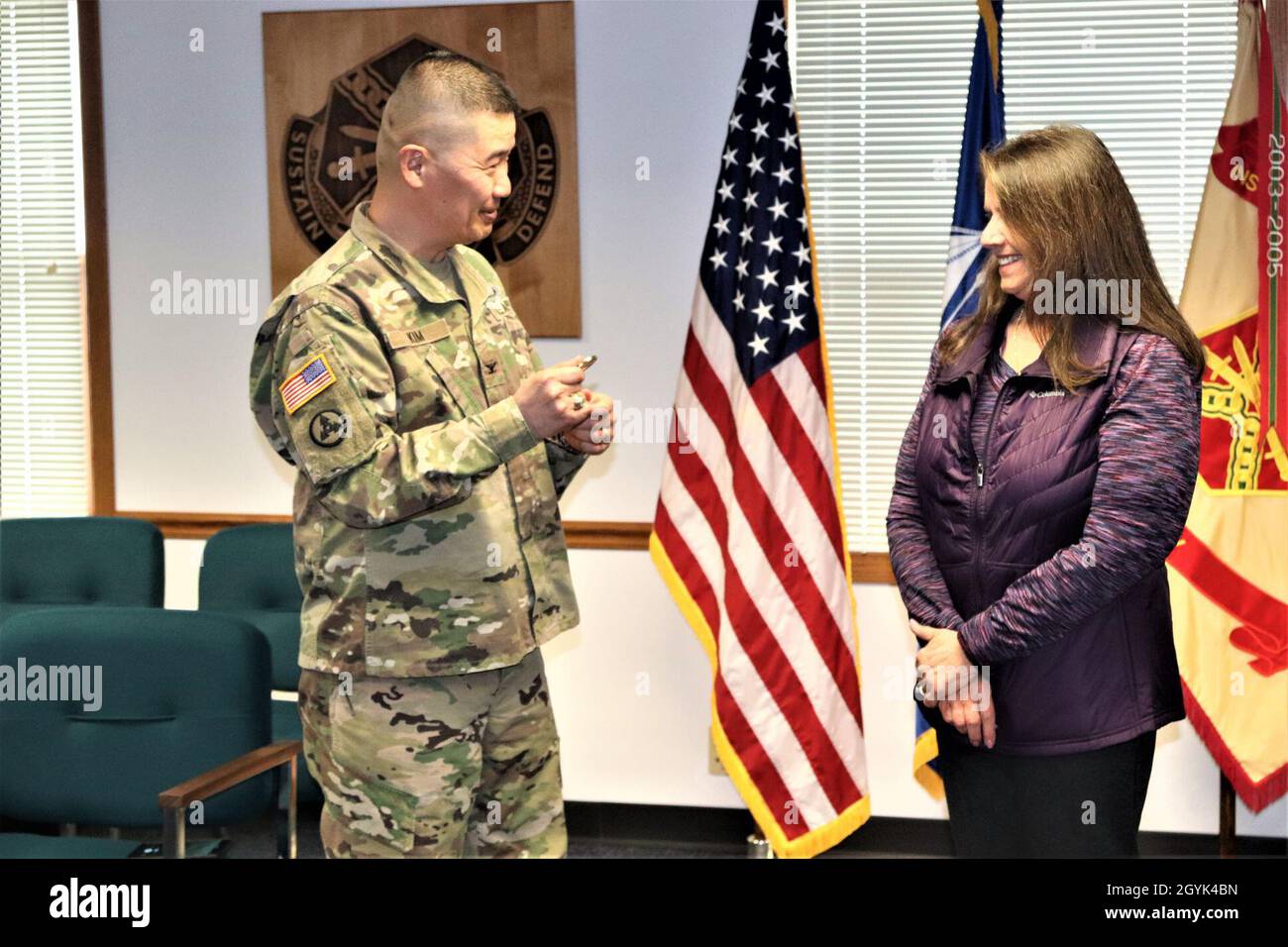 Garrison Commander Col. Hui Chae Kim presents Karin Hoying of the ...
