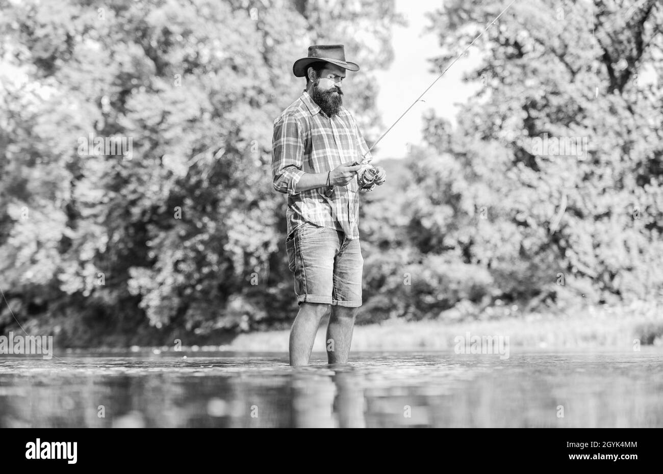 ideas to inspire you. fisherman show fishing technique use rod. man ...