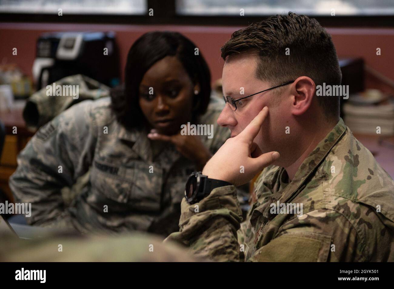 Students at the Paul W. Airey Noncommissioned Officer Academy work on a ...