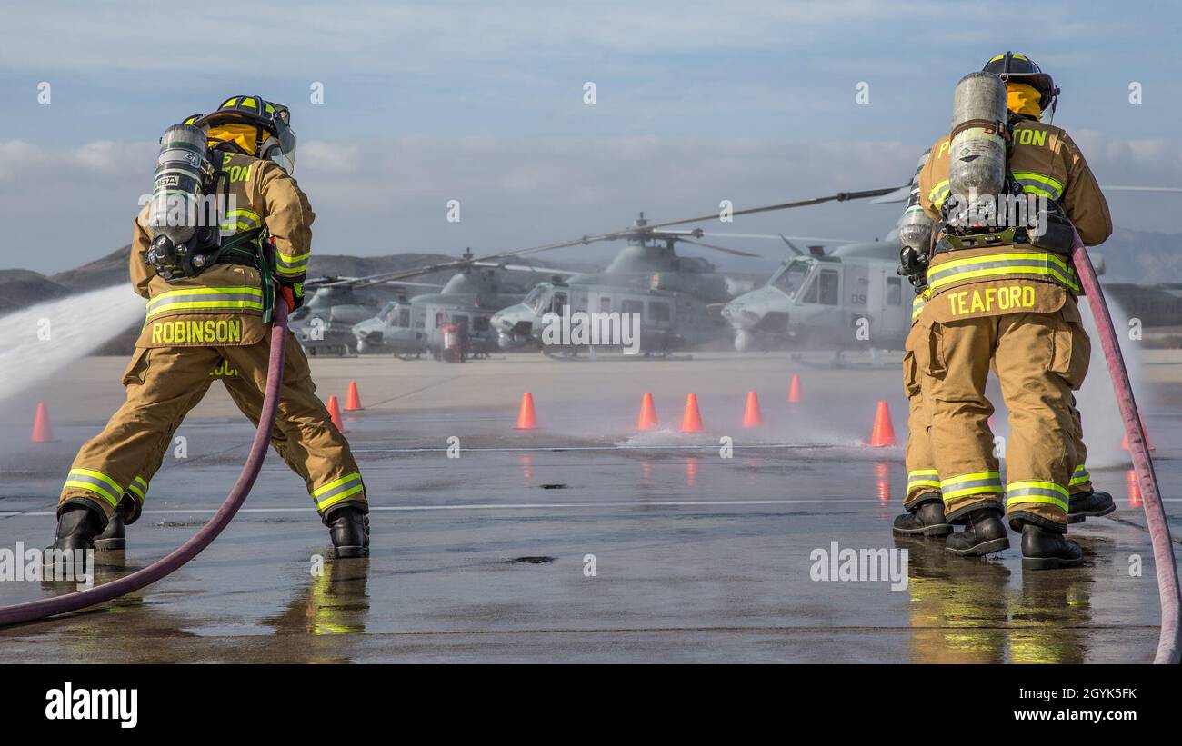 U.S. Marines with Aircraft Rescue and Firefighting, Headquarters and Headquarters Squadron ...