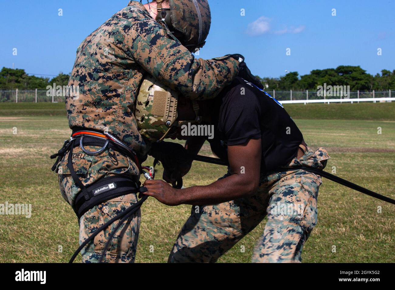 A U.S. Marine with III MEF expeditionary operations training group ...