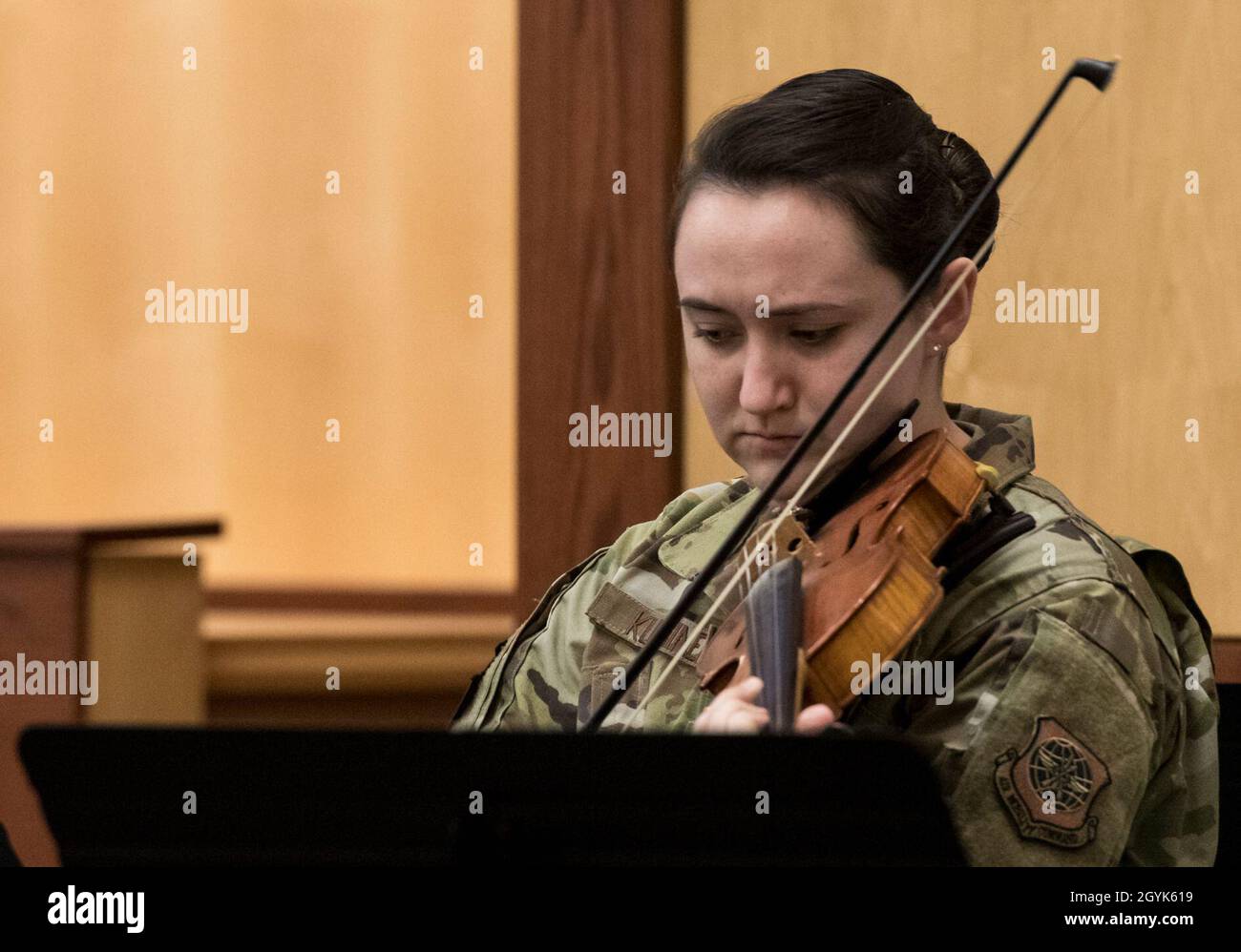 Staff Sgt. Emily Kuusinen, 436th Logistics Readiness Squadron, plays ...