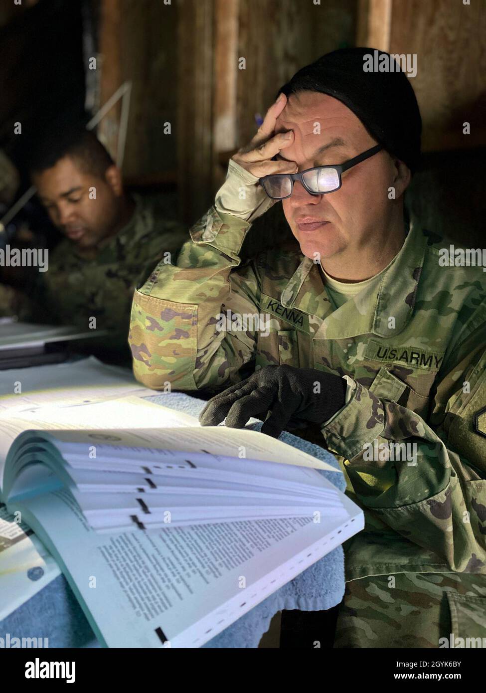 A United States Army Reserve Legal Command Soldier works through a ...