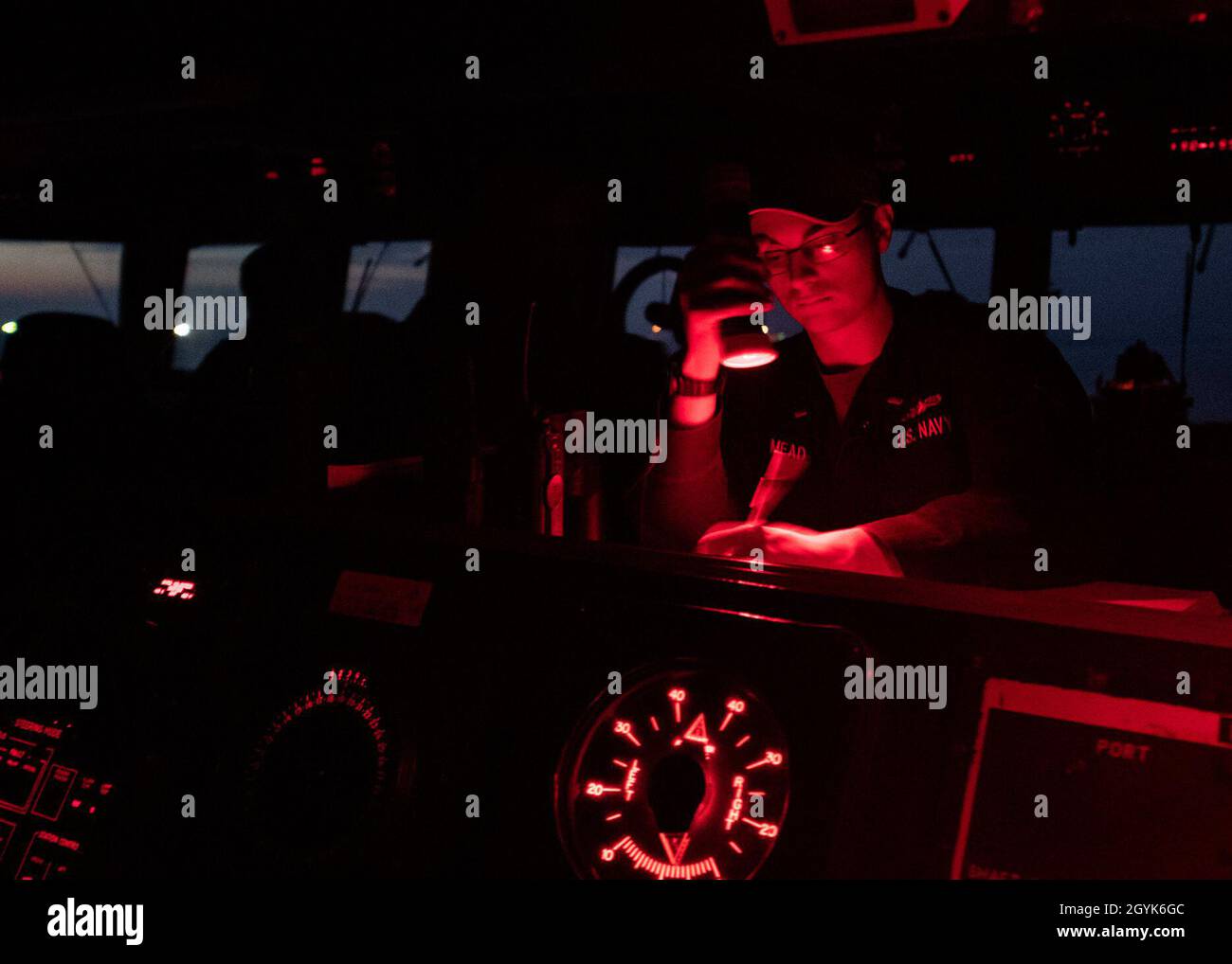 200114-N-TI693-1004 SUEZ CANAL (Jan. 14, 2020) - Lt. j.g. Darrow Mead ...