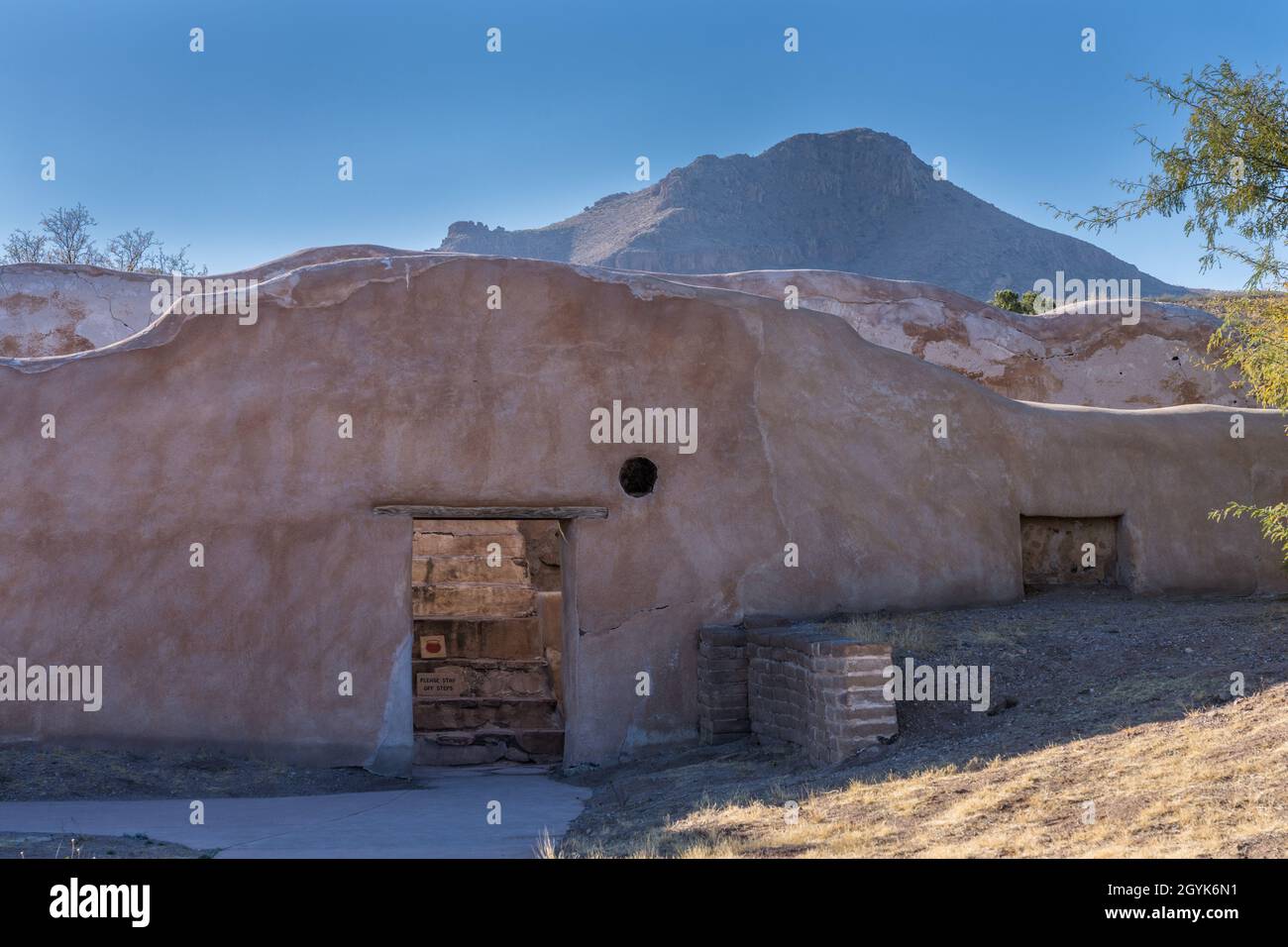 The entrance to the partially restored ruins of the storeroom of the ...