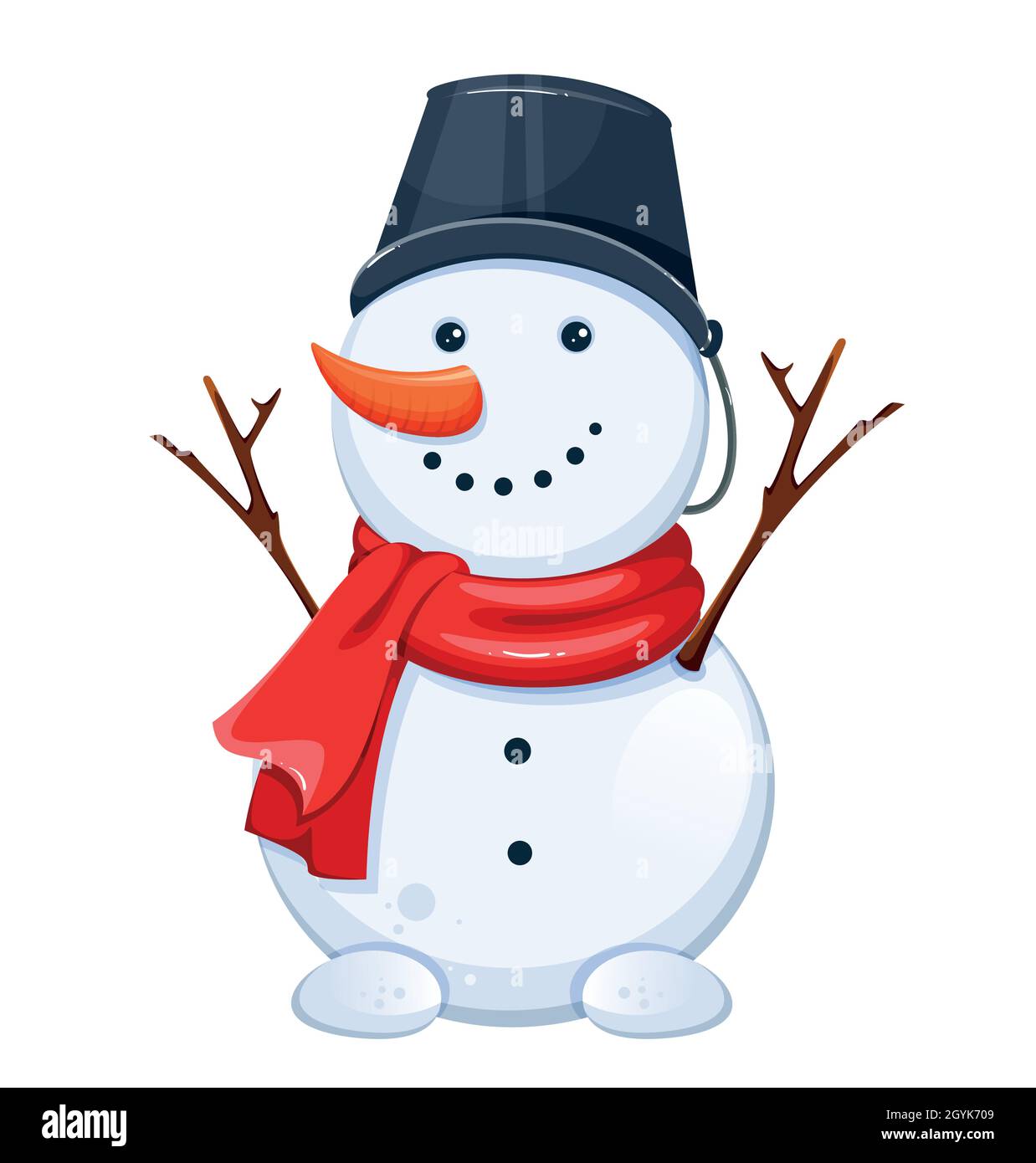 Merry Christmas greeting card with snowman. Funny snowman cartoon ...