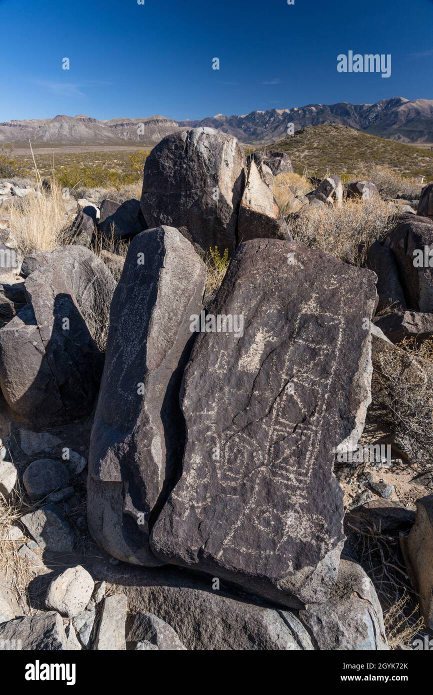 A geometric design and figures carved on a basalt boulder in the Three ...