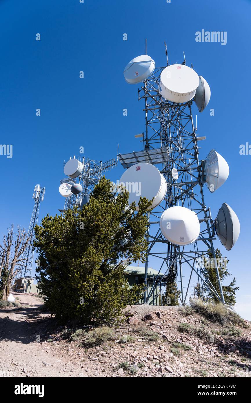 Telecommuncations towers on the top of Frisco Peak, the tallest ...