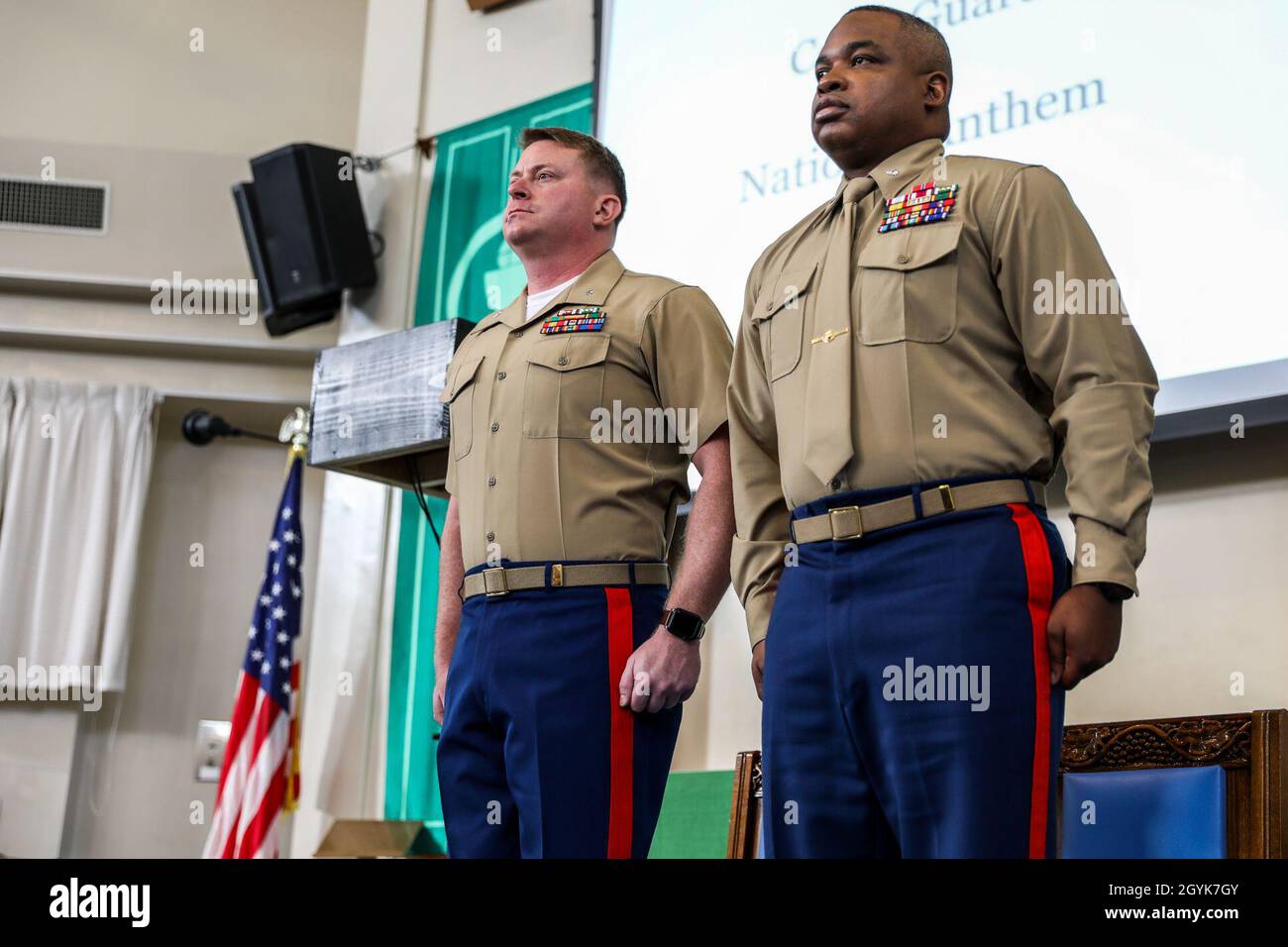 U.S. Marine Corps Lt. Col. Matthew Milburn, left and Lt. Col. Kenric ...