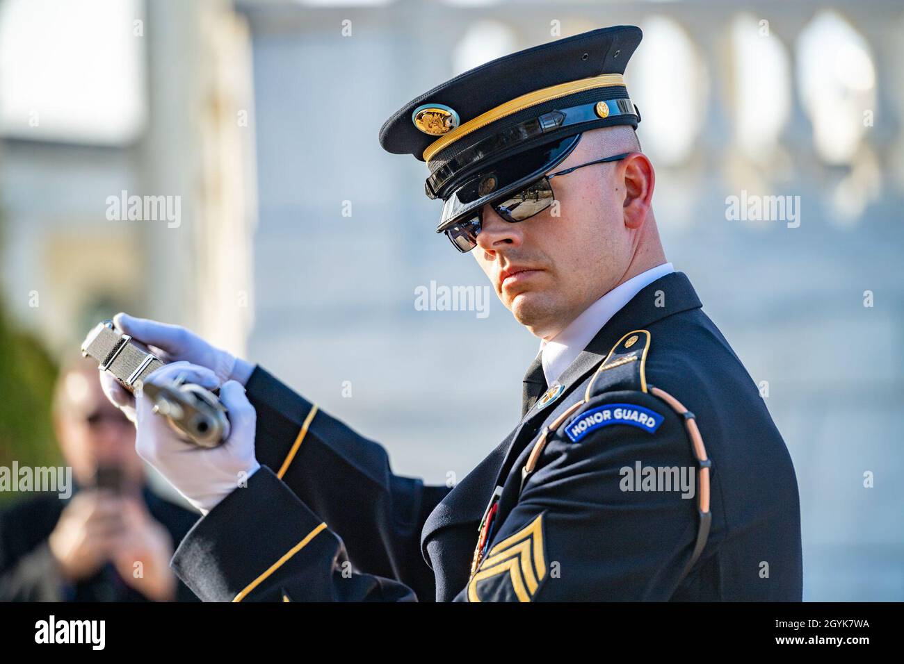 A Tomb Guard Sentinel conducts the Changing of the Guard Ceremony at ...