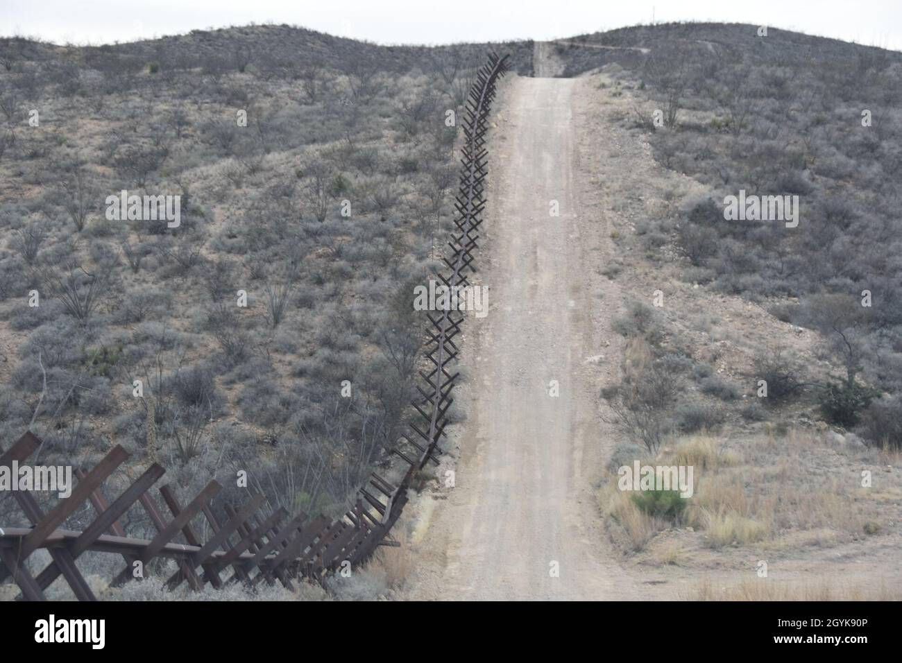 Outdated Normandy-style vehicle barriers along the U.S.-Mexico border ...