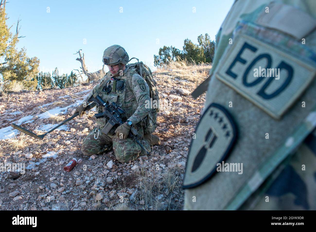 A soldier from 764th Ordnance Company 71st Ordnance Group EOD attempts ...