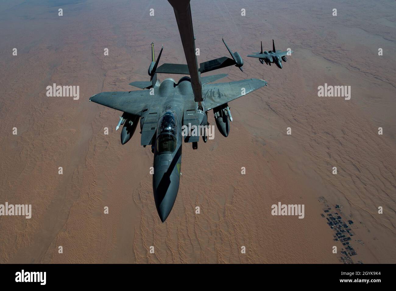 A U.S. Air Force F-15E Strike Eagle assigned to the 494th Expeditionary ...