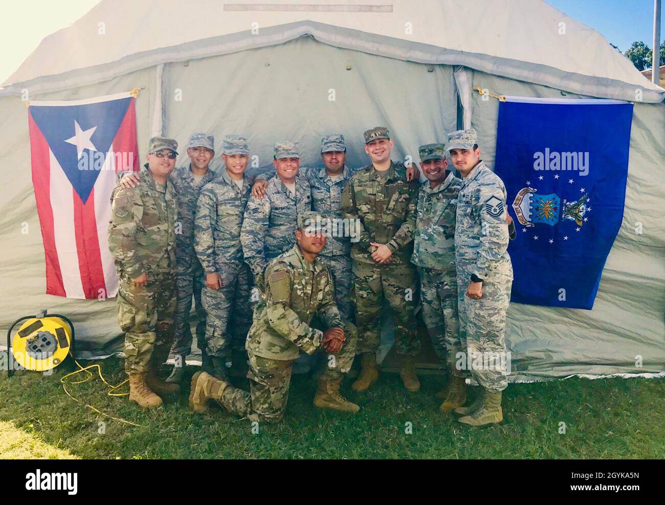 U.S. Airmen with the Puerto Rico Air National Guard provide support at ...