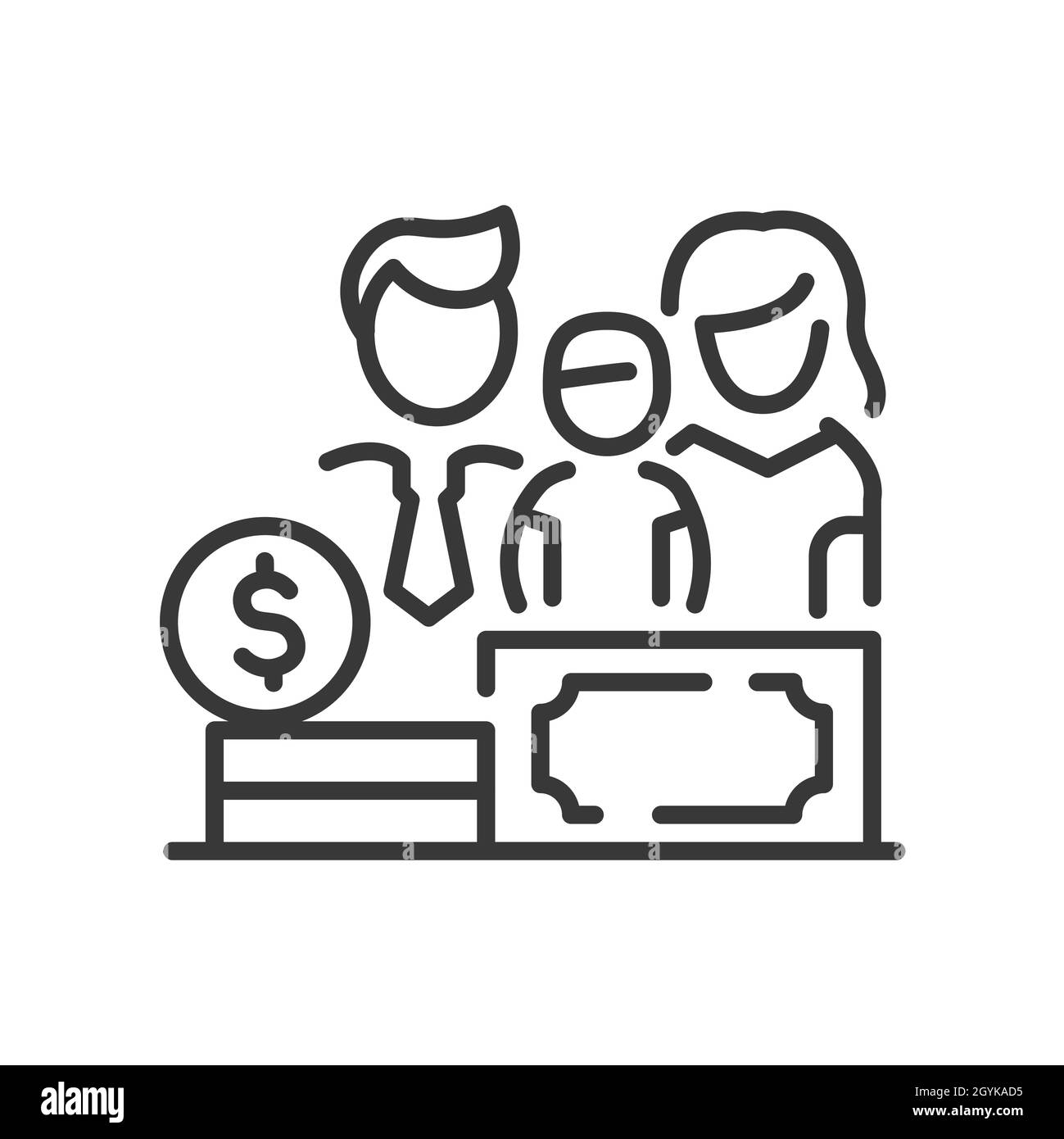 Family budget - vector line design single isolated icon on white ...