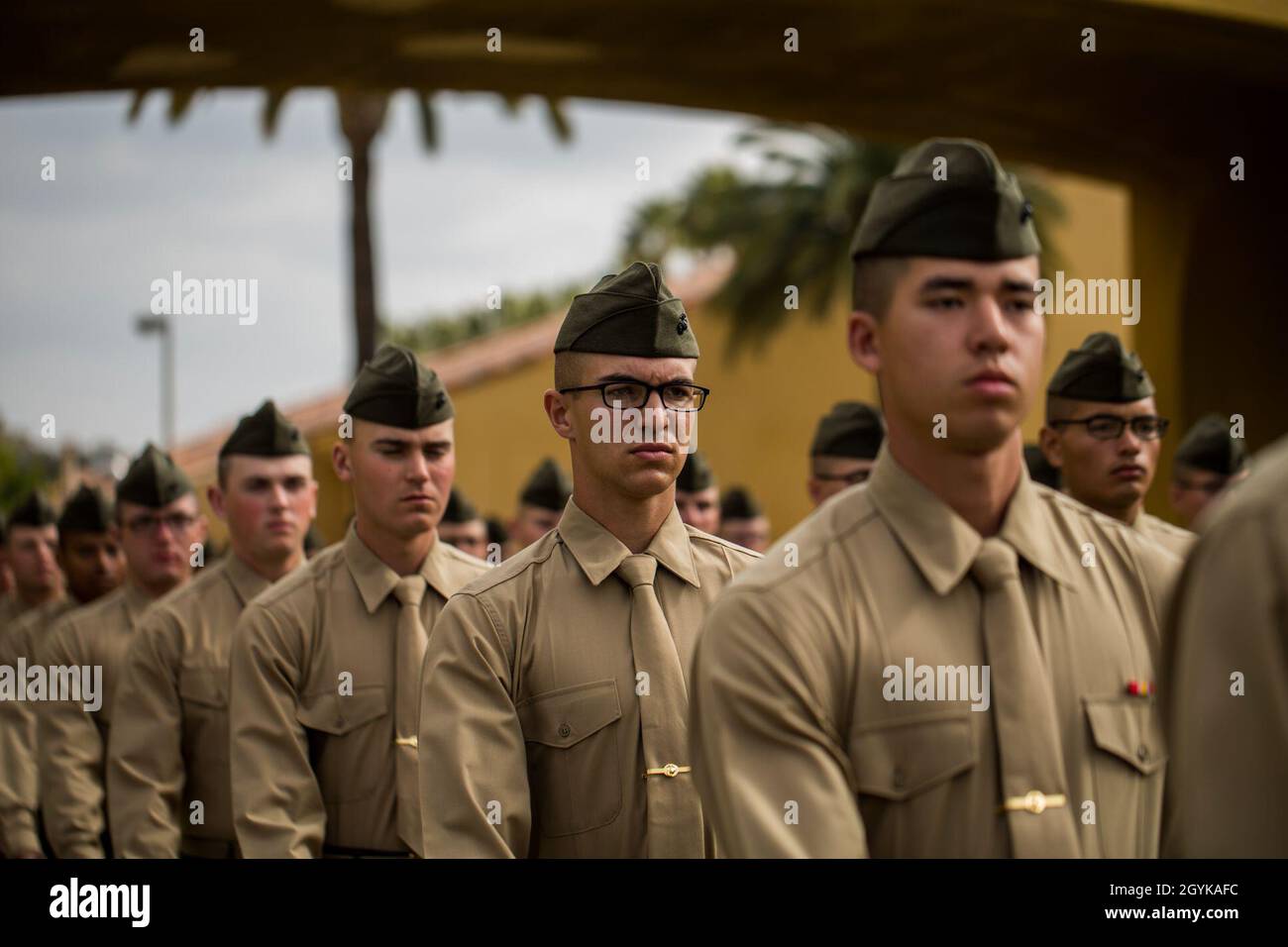 New Marines with Kilo Company, 3rd Recruit Training Battalion, march ...