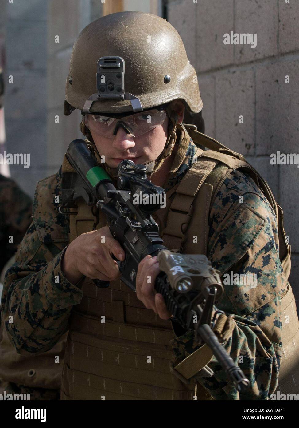 A U.S. Marine with Bravo Company, Infantry Training Battalion, School ...