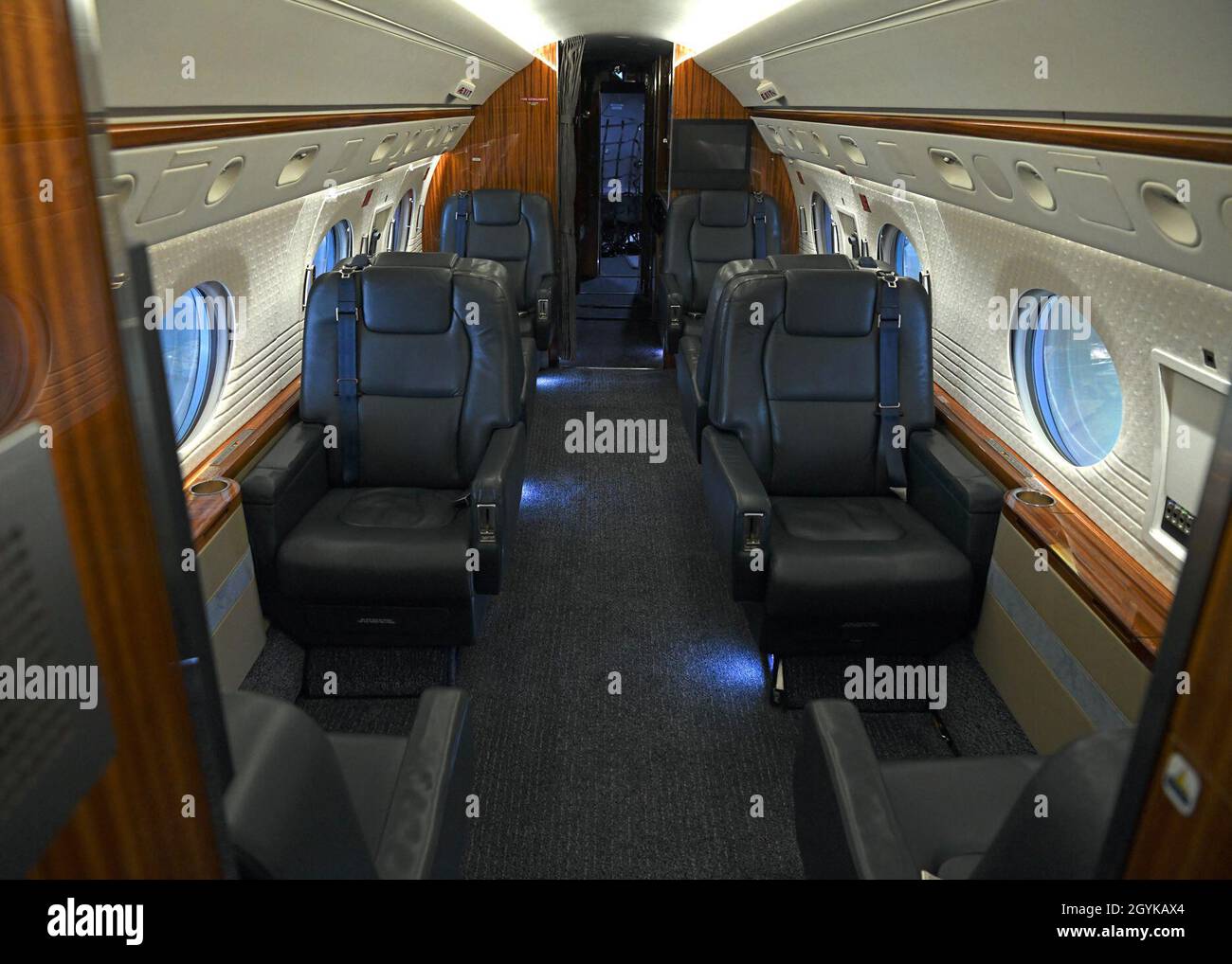The cabin area of a C-37B Gulfstream 550 aircraft assigned to the 99th ...