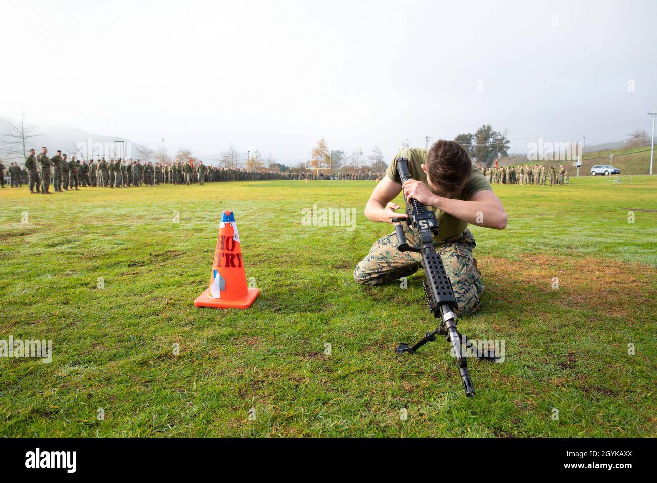 A U.S. Marine with 11th Marine Regiment participates in the relay ...