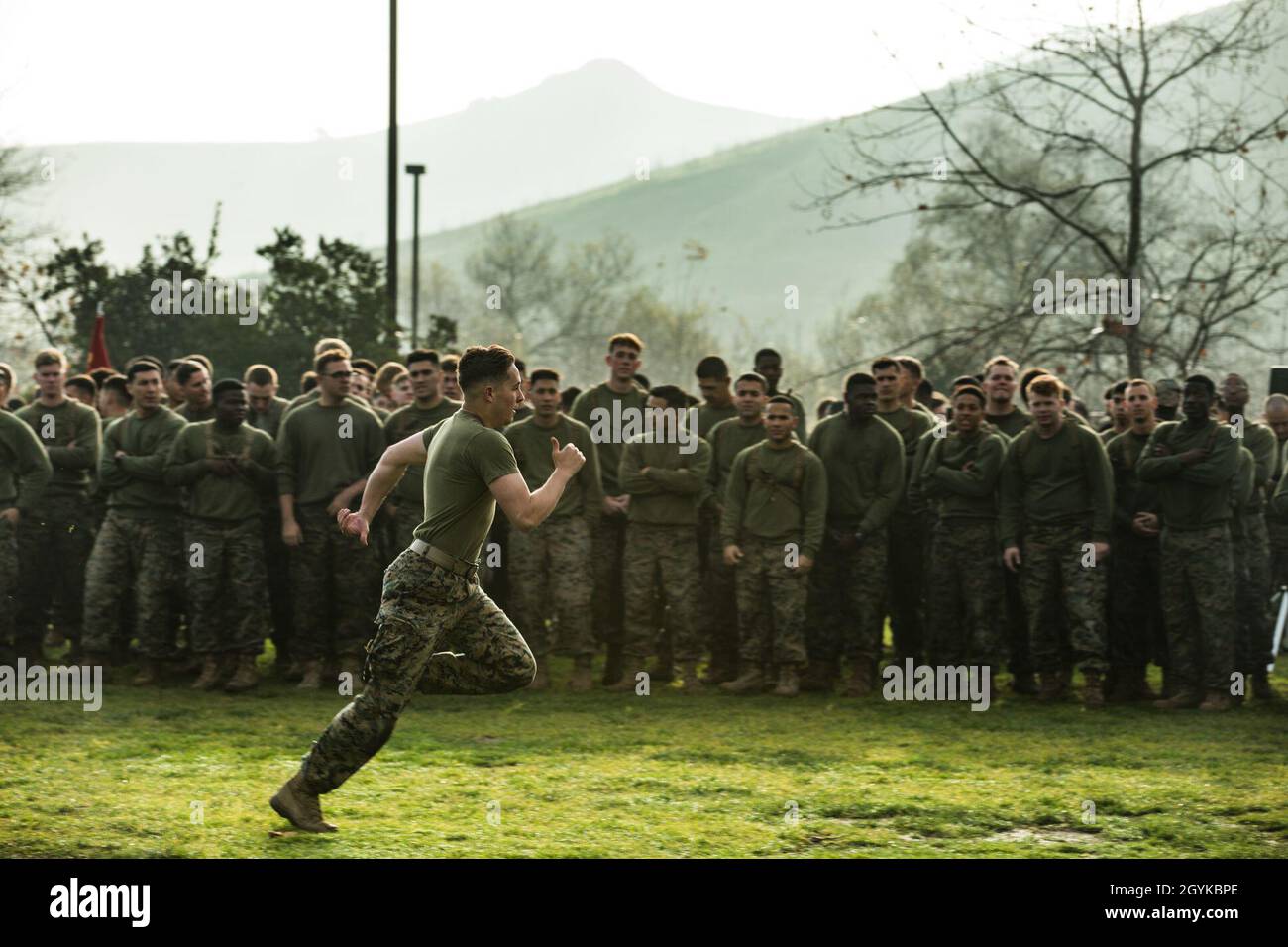 U.S. Marines with 11th Marine Regiment participate in a running ...