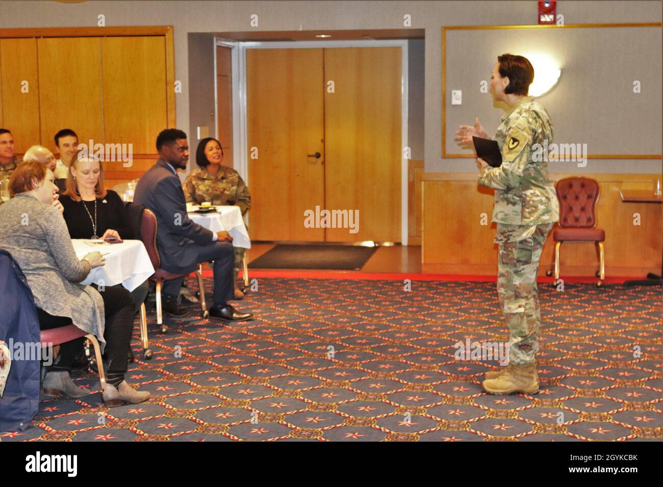 Fort McCoy Deputy Garrison Commander Lt. Col. Sheila Coker provides ...