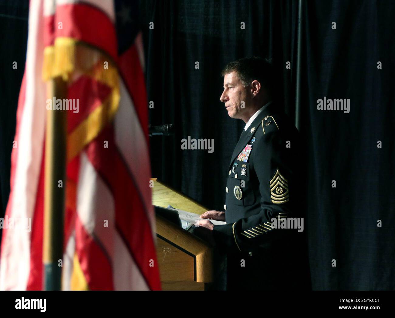 Retired Command Sgt. Maj. Bill Thetford delivers a keynote speech ...