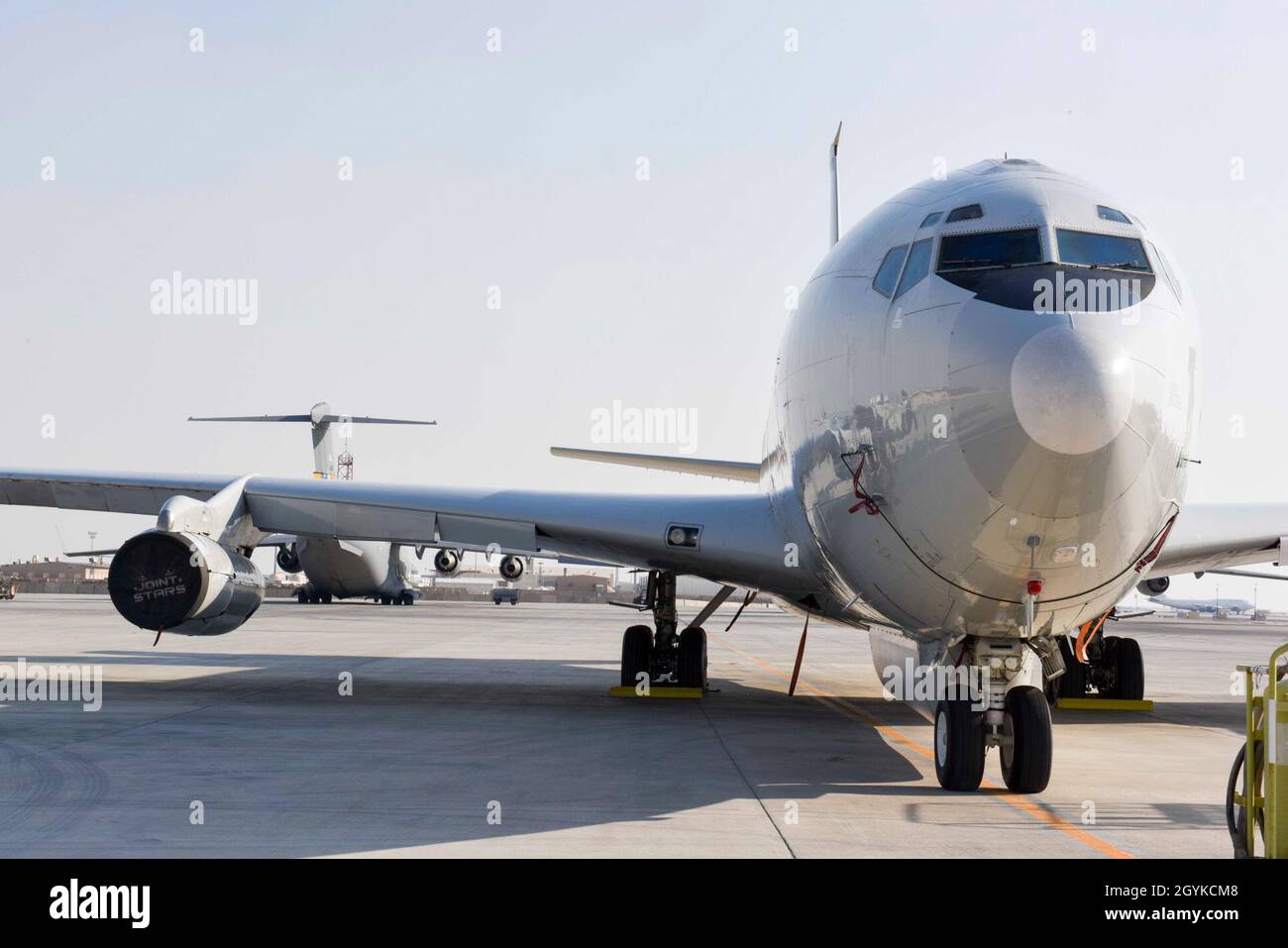 An E-8C Joint Surveillance Target Attack Radar System aircraft sits on ...