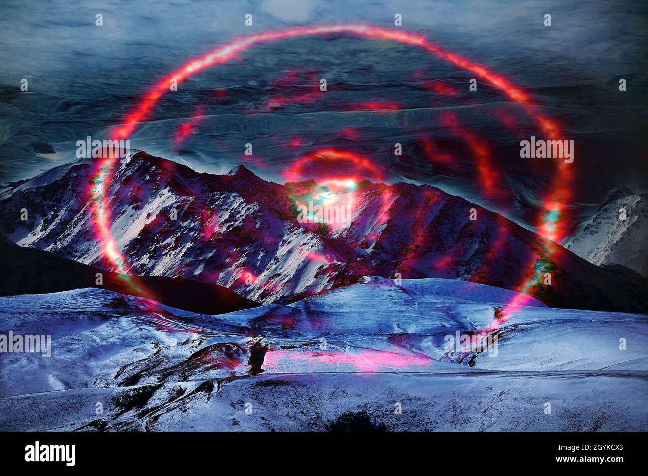 Mysterious magical energy in mountains. Forces of space in terrestrial ...