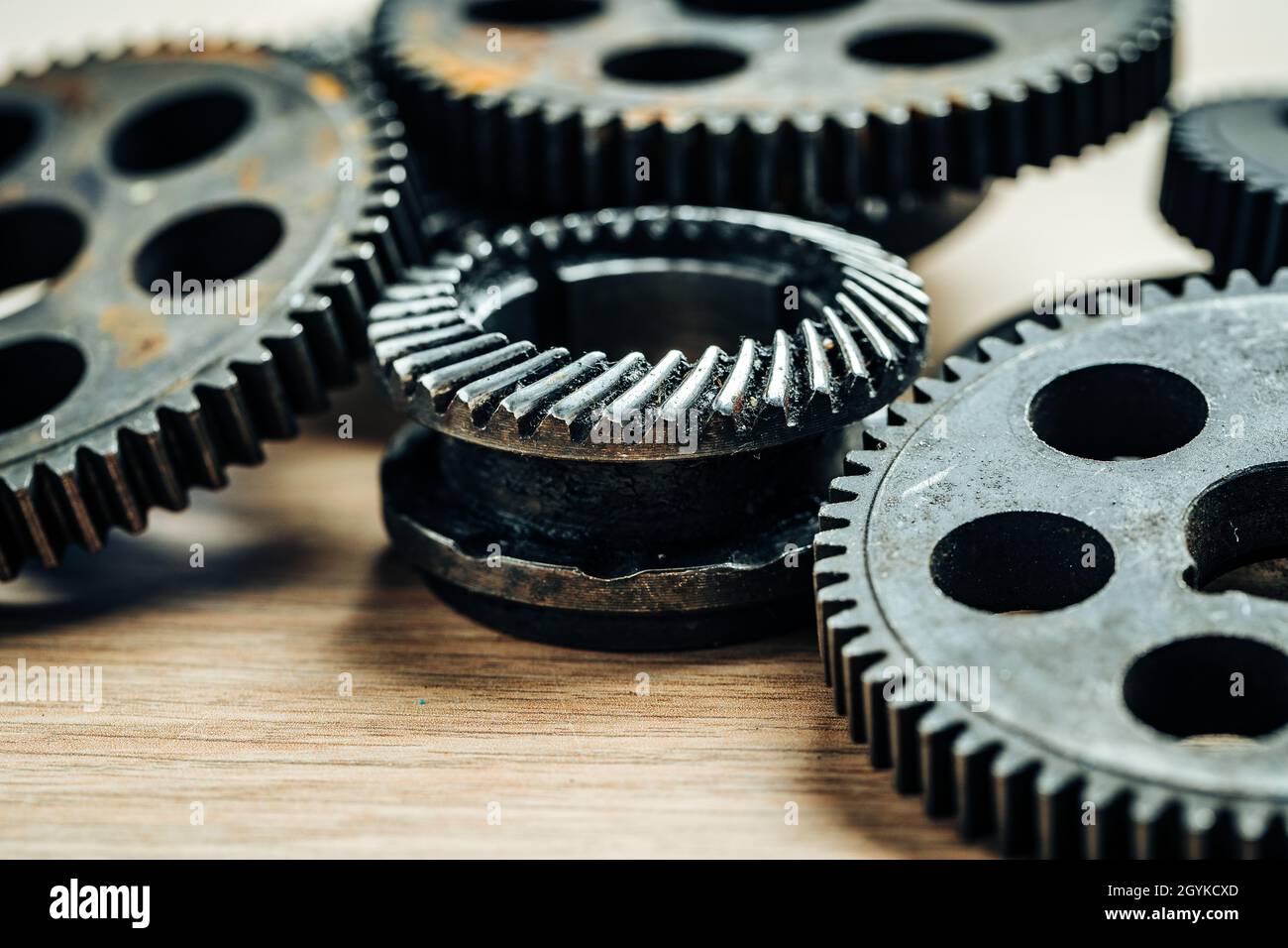Gears from an old industrial machine Stock Photo - Alamy