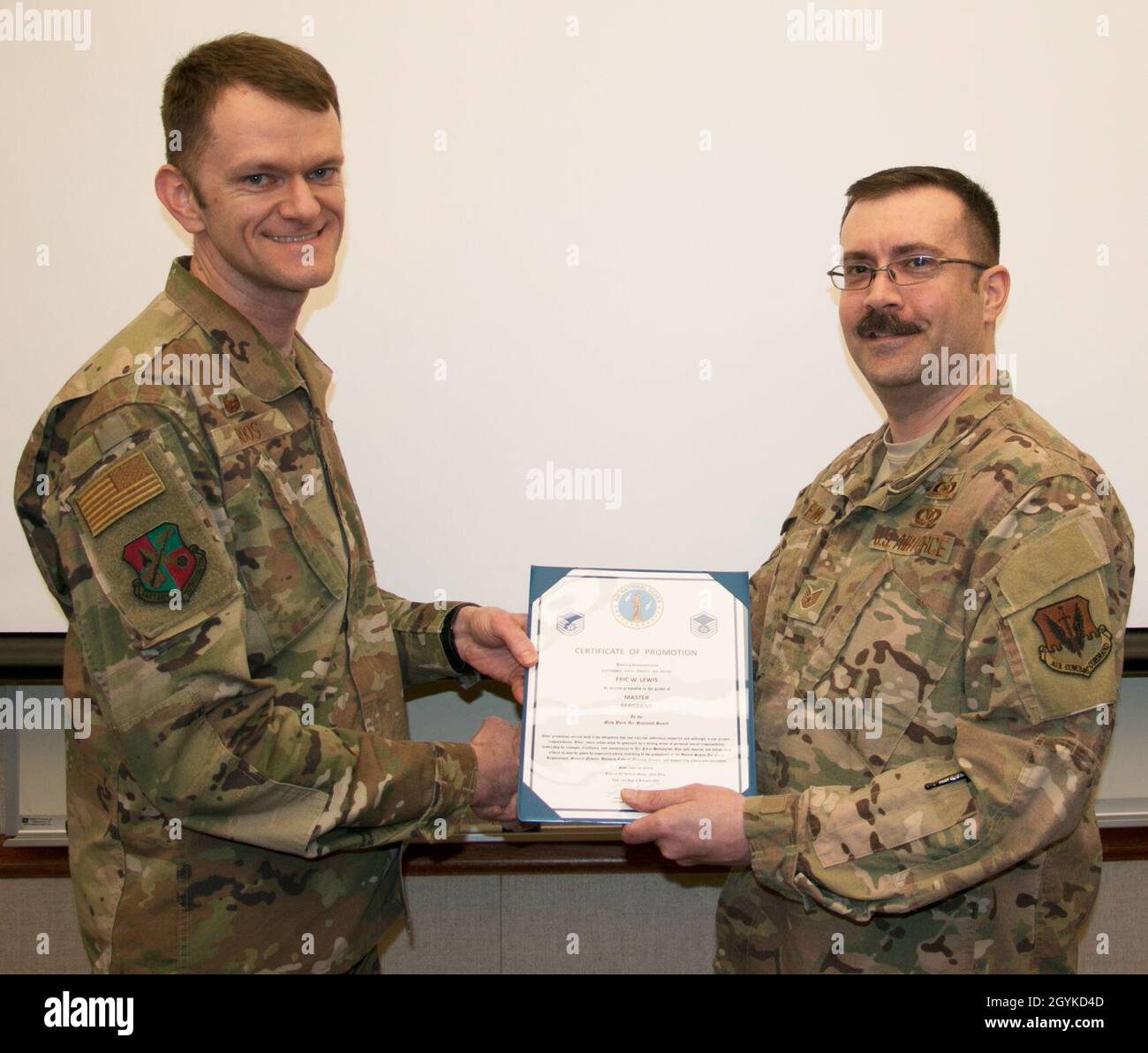 Master Sgt. Eric Lewis, right, was recently promoted at the Eastern Air ...
