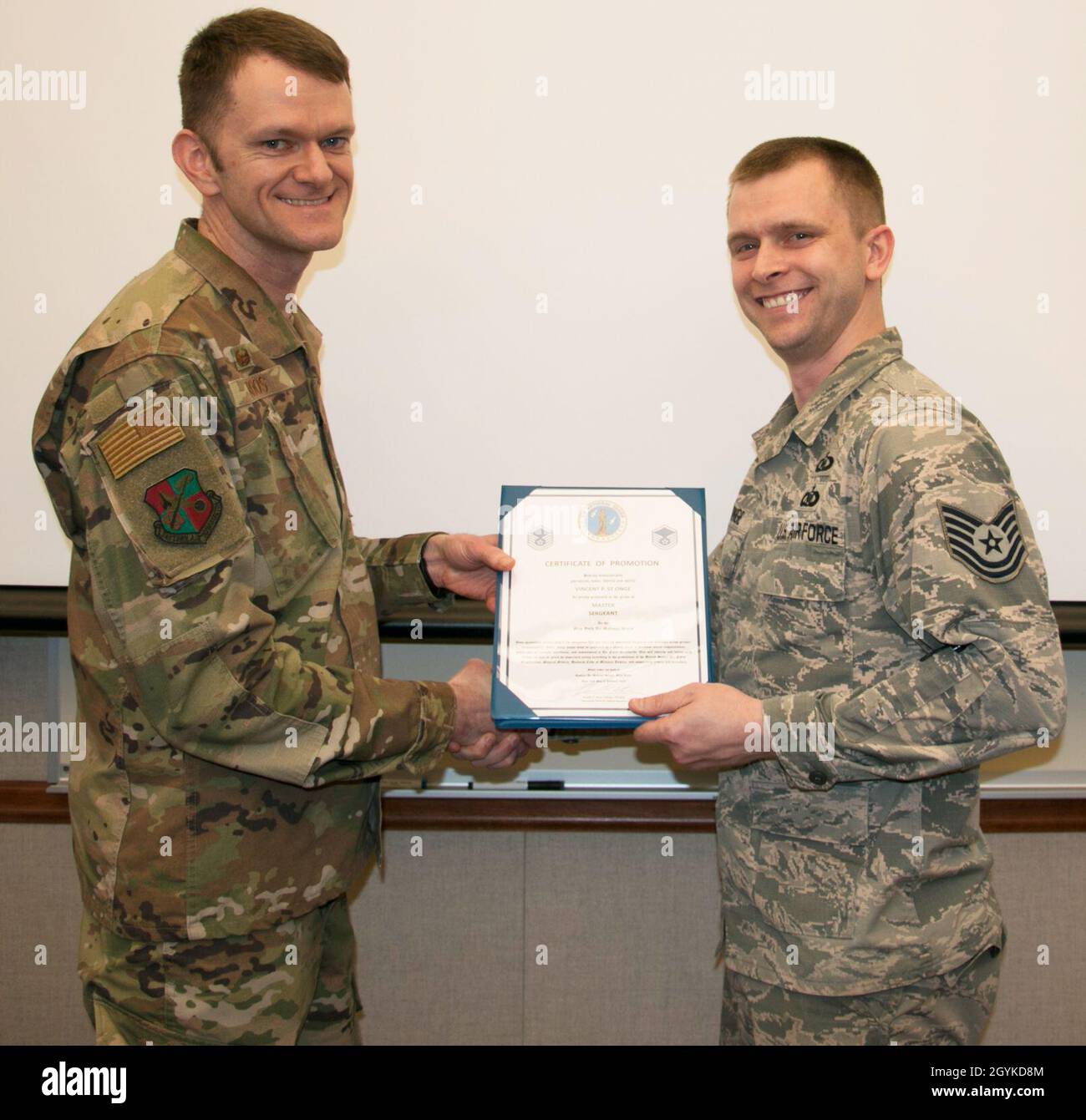 Master Sgt. Vincent St. Onge, right, was recently promoted at the ...